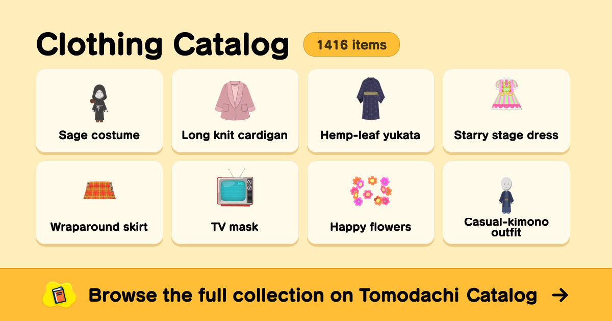 Tomodachi Life Clothing Catalog - Animal Crossing World