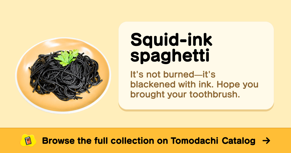 Squid-ink spaghetti · Tomodachi Life Food - Animal Crossing World