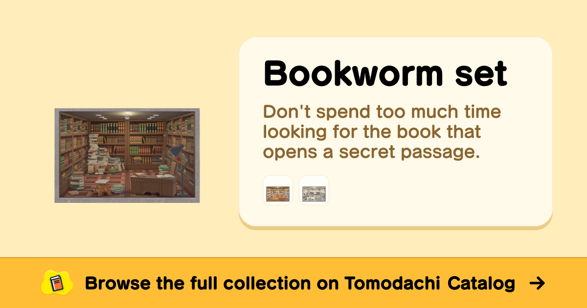 Bookworm set · Tomodachi Life Interior Sets - Animal Crossing World