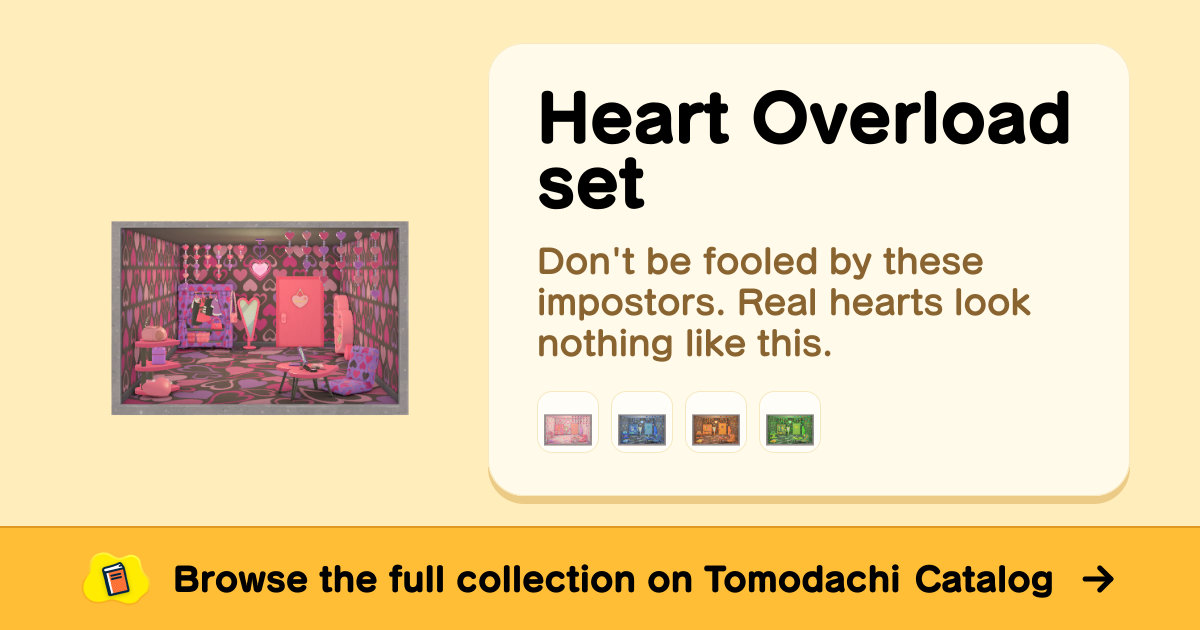 Heart Overload set · Tomodachi Life Interior Sets - Animal Crossing World