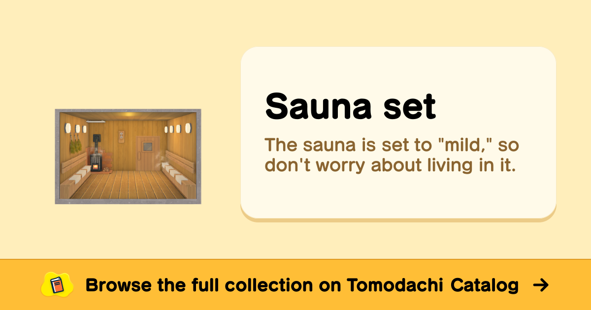 Sauna set · Tomodachi Life Interior Sets - Animal Crossing World