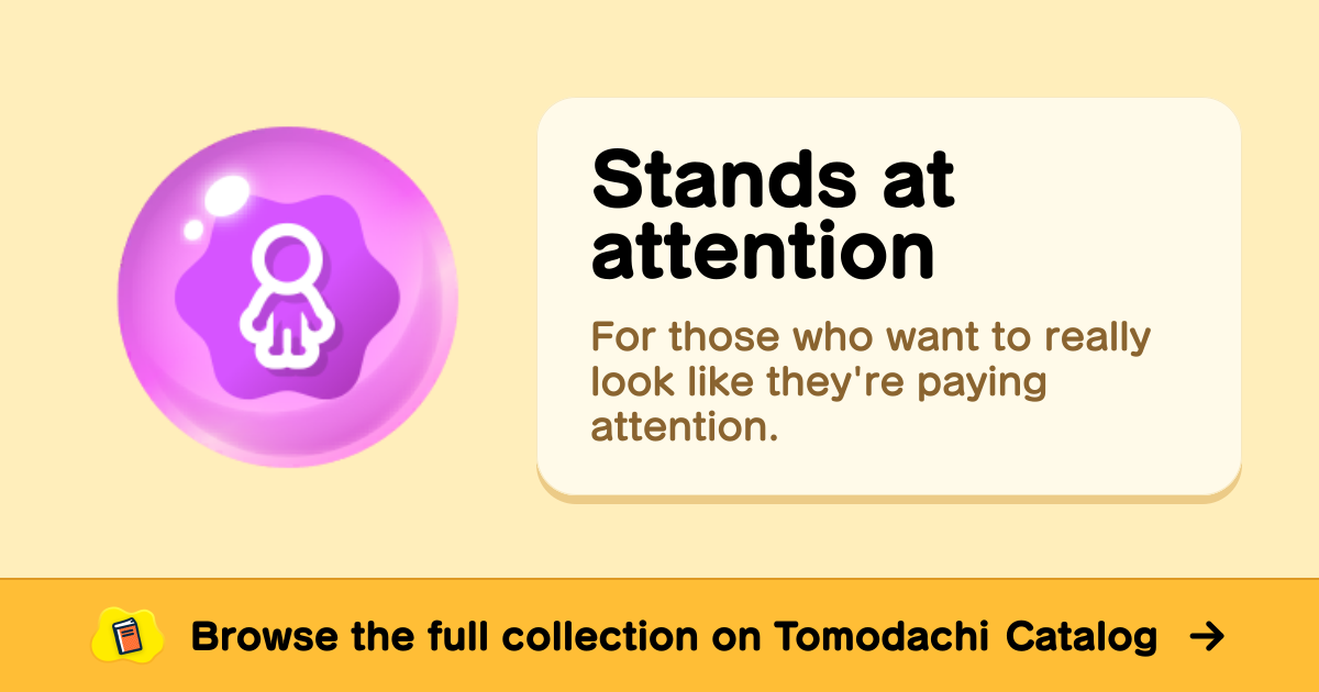 Stands at attention · Tomodachi Life Small Quirks - Animal Crossing World